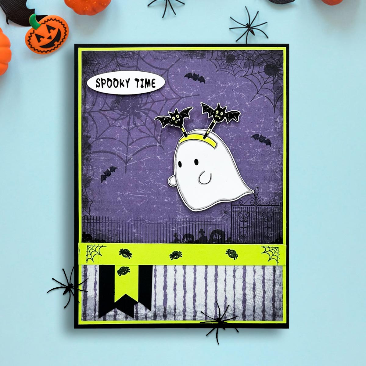 Ghastly Ghost Halloween printable digital stamp craft card making ...
