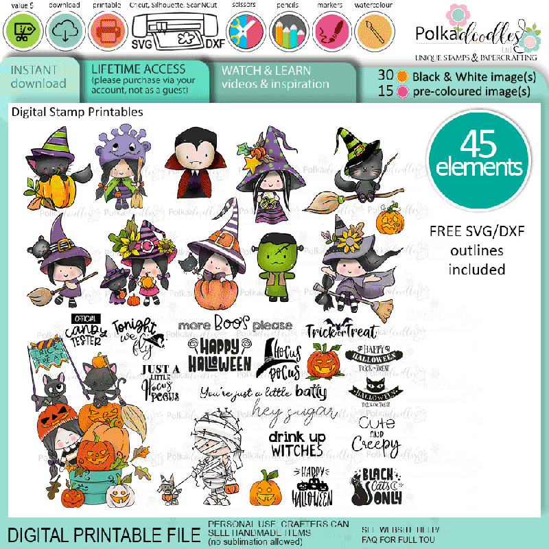 Ghastly Ghost Halloween printable digital stamp craft card making ...
