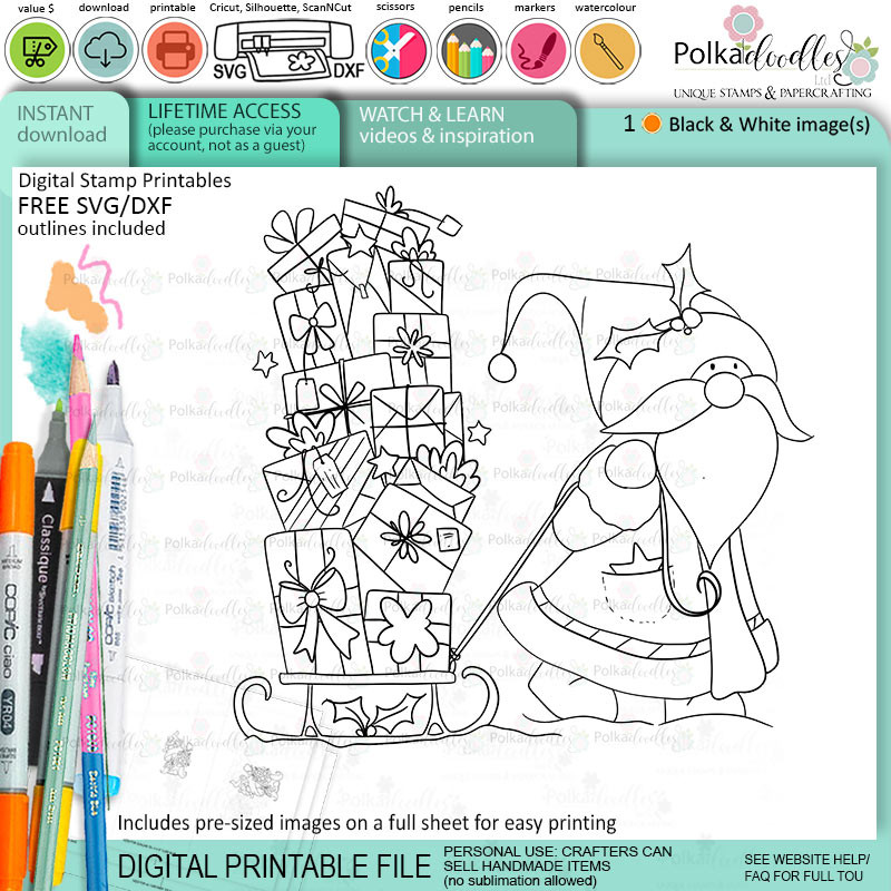 Card making Printables - Christmas holiday printables - Jolly Santa ...