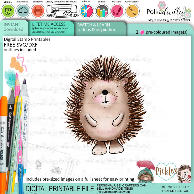 Pickles Hedgehog Products - Polkadoodles card making, craft ...