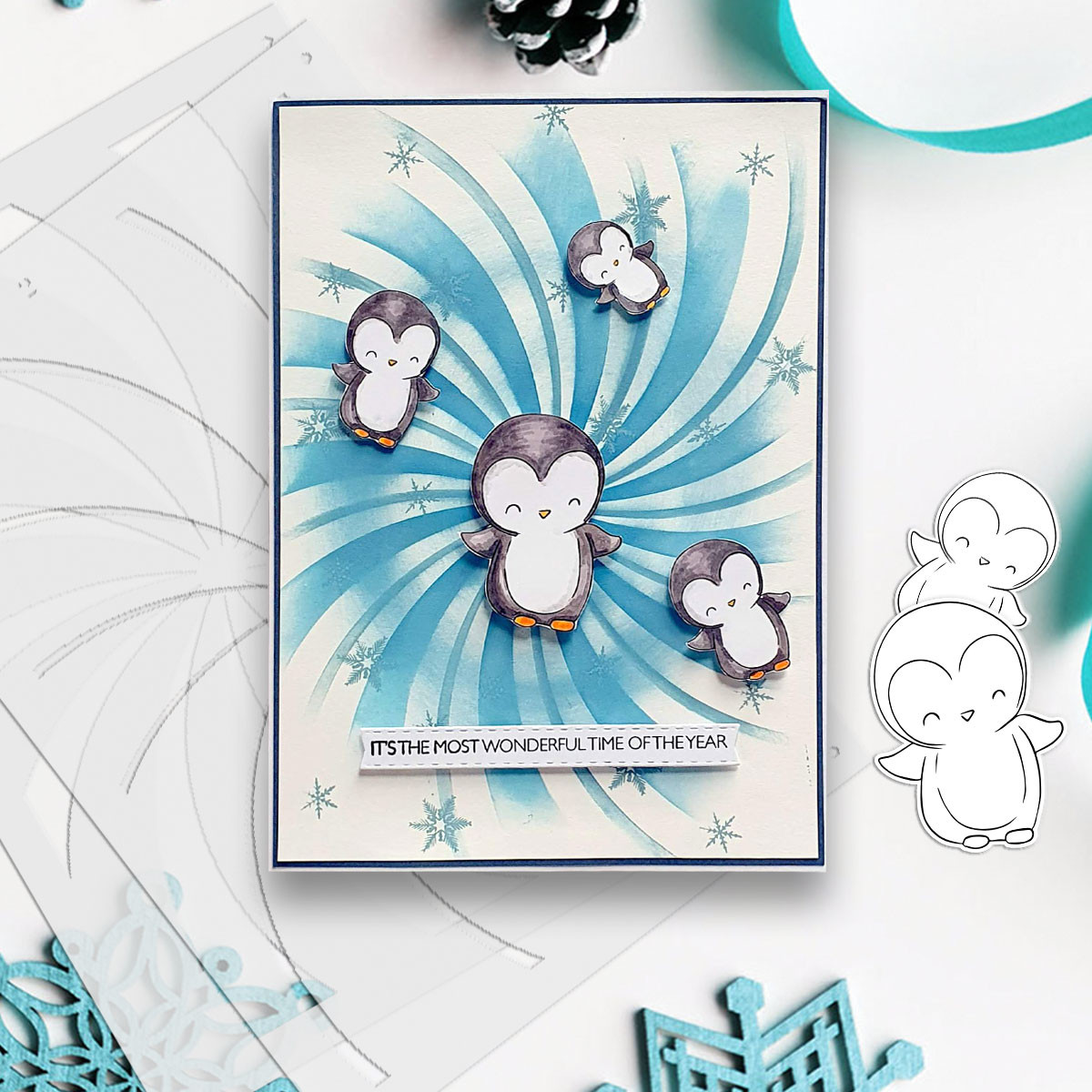 Card making Printables - Christmas holiday printables - Theo Penguin ...