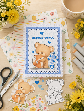 Monty Bear & Rusty Fox hugs - colour Clipart SVG printable craft ...