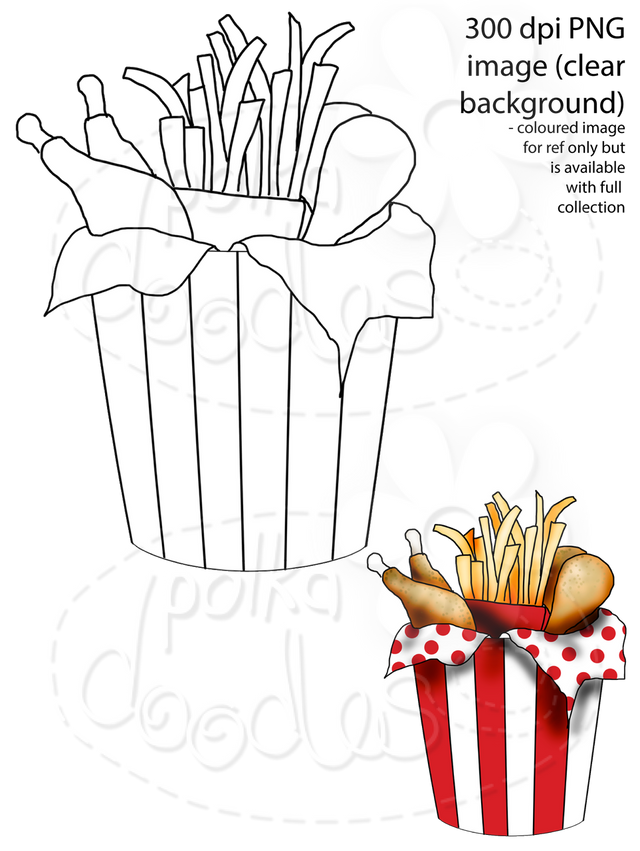 Fried Chicken Digital Stamp - Printable Crafting Digital Stamp Craft ...