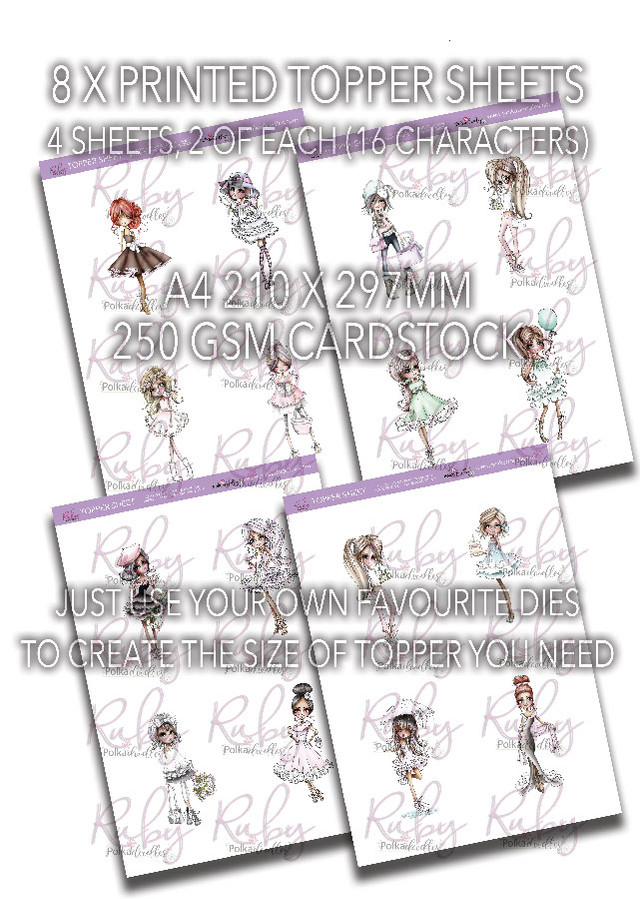 4 pack - Ruby Printed DIY Topper Sheets - Polkadoodles card making ...