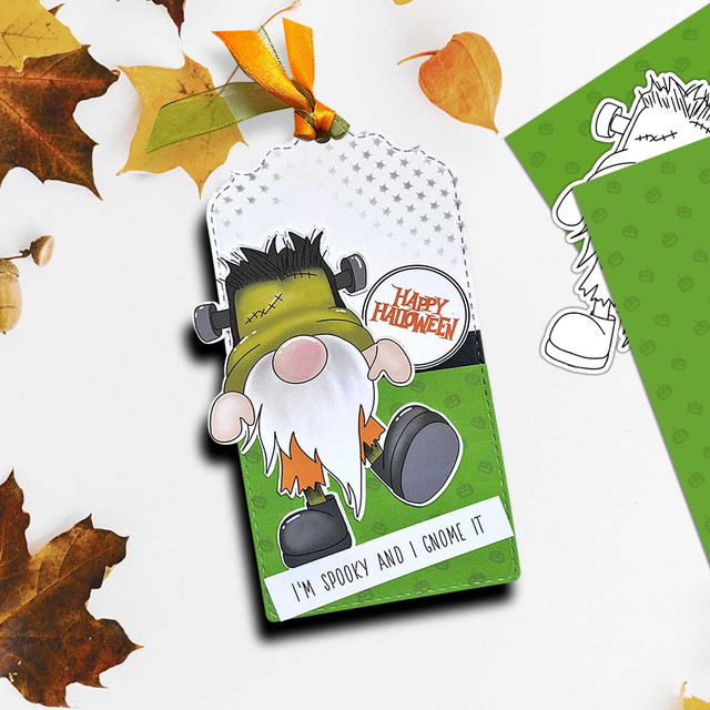Frankenstein Monster Halloween Gnome digital stamp - printable clipart ...