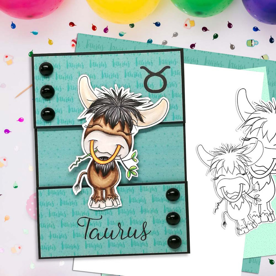 Taurus digital stamp - (COLOUR) printable clipart for cardmaking, craft ...