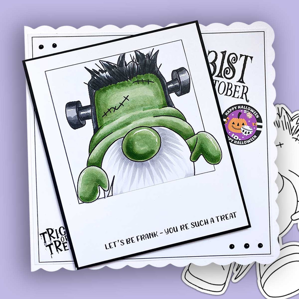 Frankenstein Monster Halloween Gnome digital stamp - printable clipart ...