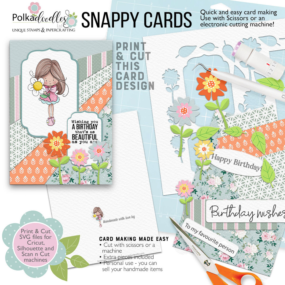 Snappy Card 3 - Quick & easy card making. Winnie Cute girl character ...