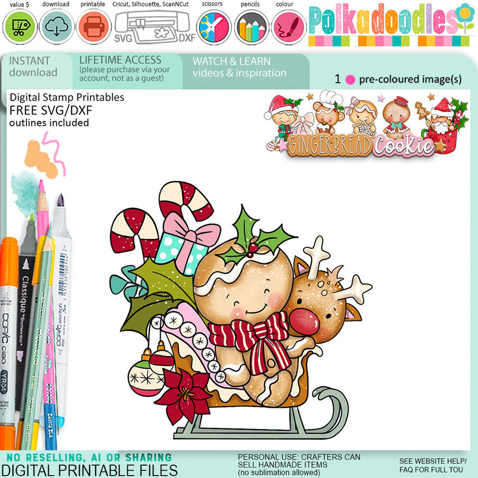Card making Printables - Christmas holiday printables - Gingerbread ...