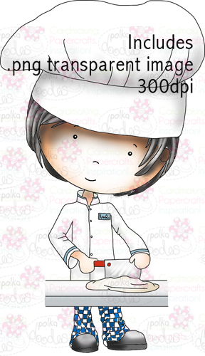 Male Chef/Cook/Baker/kitchen digital stamp download - Polkadoodles card ...