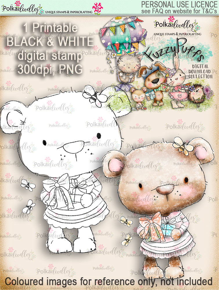 Bella Bear Gift - Fuzzypuffs digi stamp printable download ...