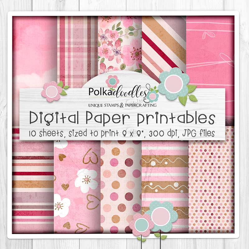 Spring Tons of Love paper patterns 1 - printable craft card making ...