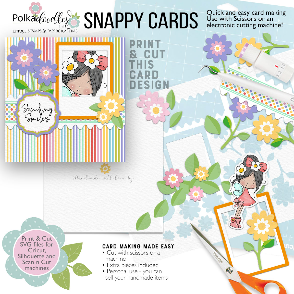 Snappy Card 4 - Quick & easy card making. Winnie Cute girl character ...