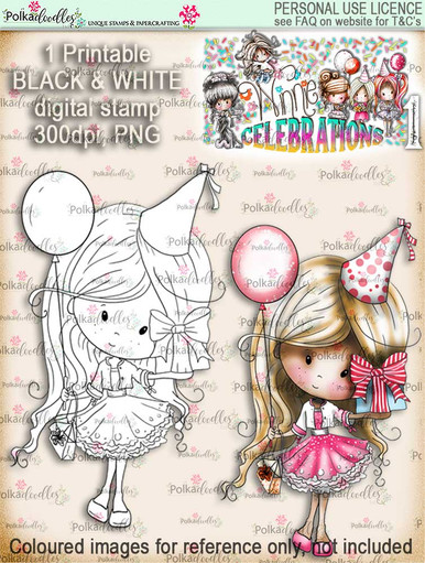 Birthday Balloon digi stamp printable download