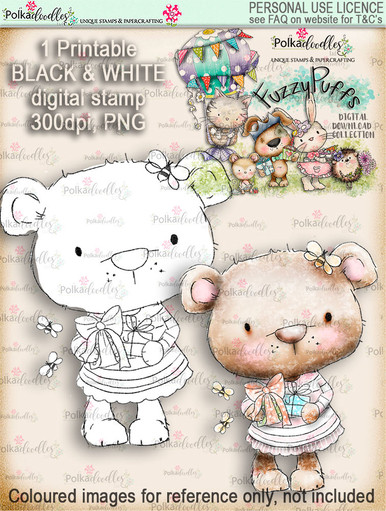 Bella Bear Gift - Fuzzypuffs digi stamp printable download ...