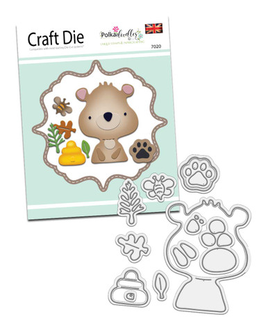 PD7020-Beary Cute bear nature outdoor die set - Bear card making craft ...