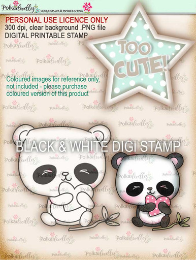 Too Cute Panda digital papercrafting download - Polkadoodles card ...
