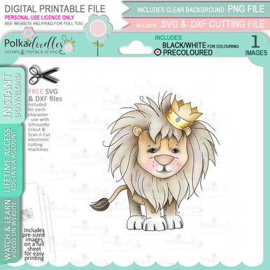 Leo Lion digital stamp - (COLOUR) printable clipart for cardmaking ...