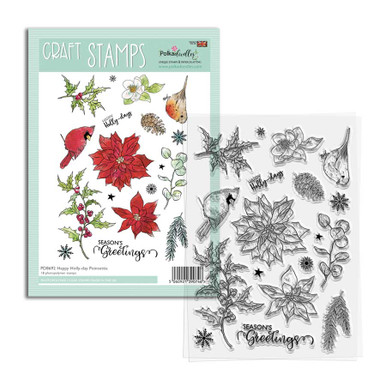 Happy Holly-day Poinsettia Christmas Flowers A5/6 x 8" clear craft ...