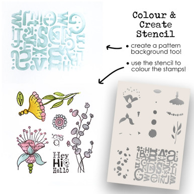 Funky Hello 2 - in 1 Colour & Create Stencil - Polkadoodles card making ...