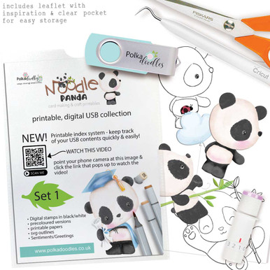 USB - Set 1 - Noodle Panda bear cute printable digi stamp clipart with ...