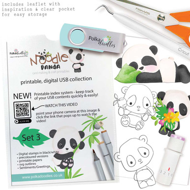 USB Set 3- Noodle Panda bear cute printable digi stamp clipart with SVG ...