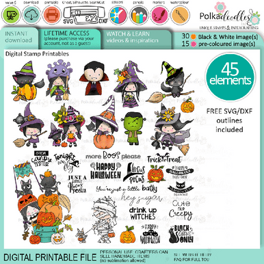 USB - Hocus Pocus Witches Halloween printable digital stamp craft card ...