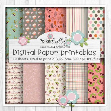 Autumn Fall paper patterns 1 - printable craft card making digital ...