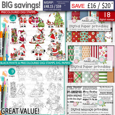 Santa Christmas printable stamp craft card making digital stamps - BIG ...