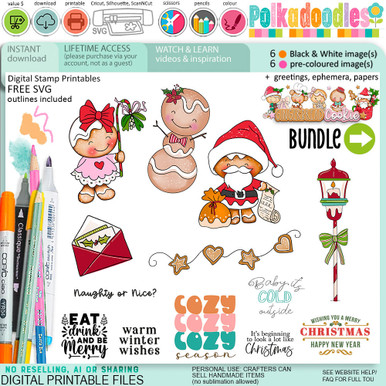 Cosy Gingerbread Cookie Christmas digistamp clipart digital stamps ...