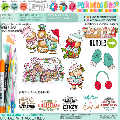 Snow Day Gingerbread Cookie Christmas digistamp clipart digital stamps ...