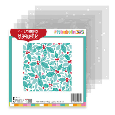 Winter Christmas Foliage - 5 layering stencils, 8 x 8" for craft card ...