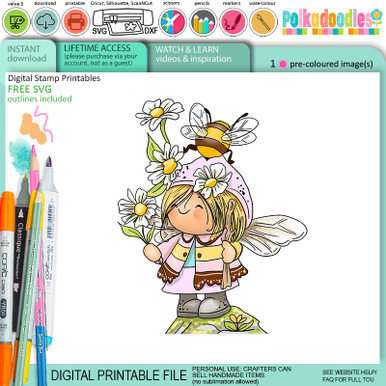 Buddies - Bee Buzzy girl Gnome cute precoloured clipart – Printables ...