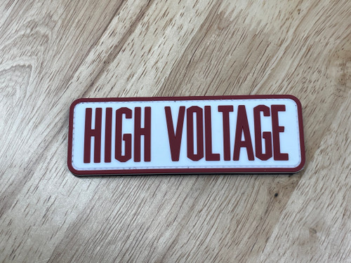 HIGH VOLTAGE Velcro Patch Red/White - LOW DRAG LINEHAND