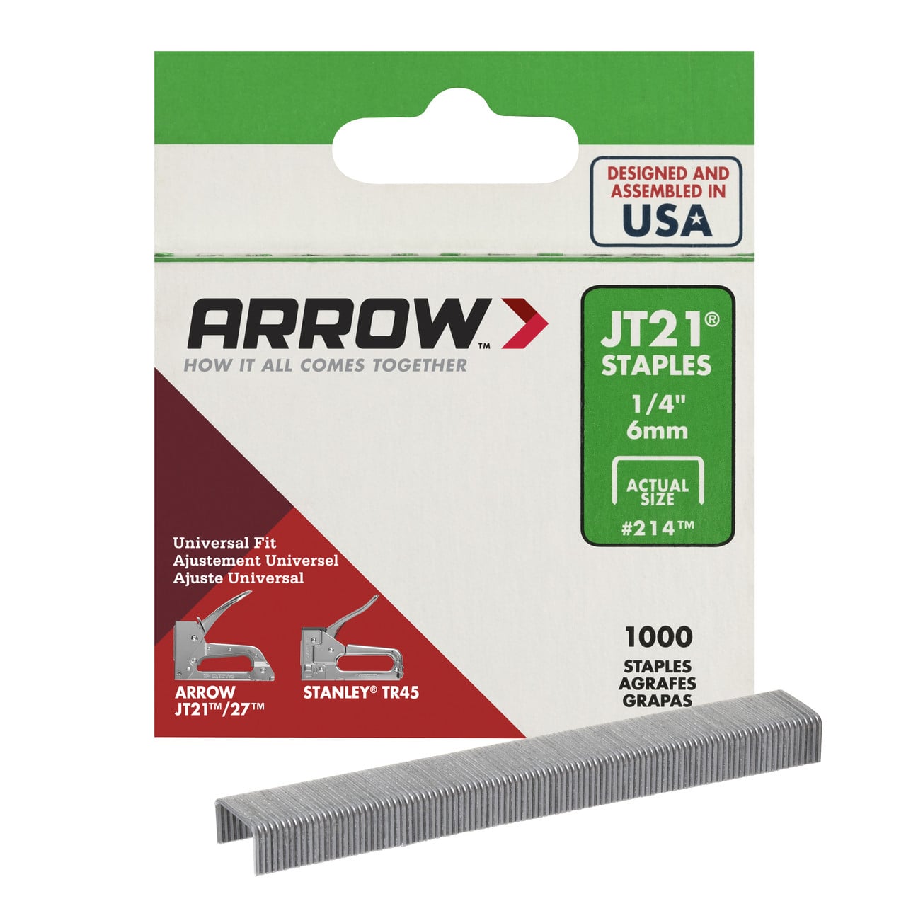 Arrow JT21 Light Duty Craft Staples, 1/4" x 7/16", 1000ct - Arrow Tool ...
