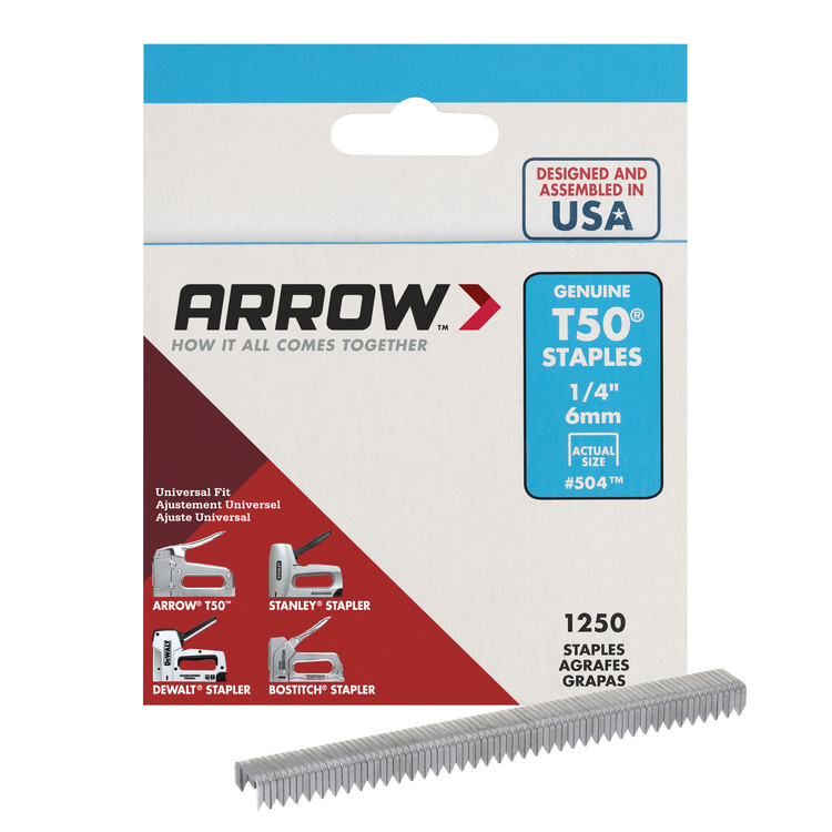 Arrow T50 Heavy Duty Staples, 1/4" x 3/8", 1250ct - Arrow Tool Group