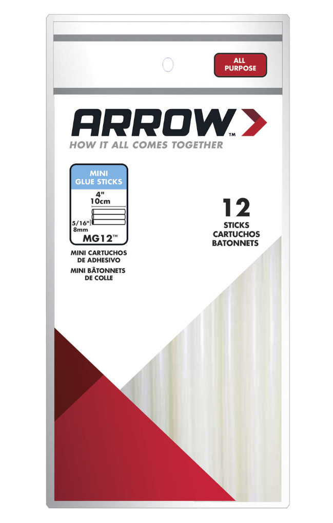 Arrow MG12 All Purpose Mini Glue Sticks, 12ct - Arrow Tool Group
