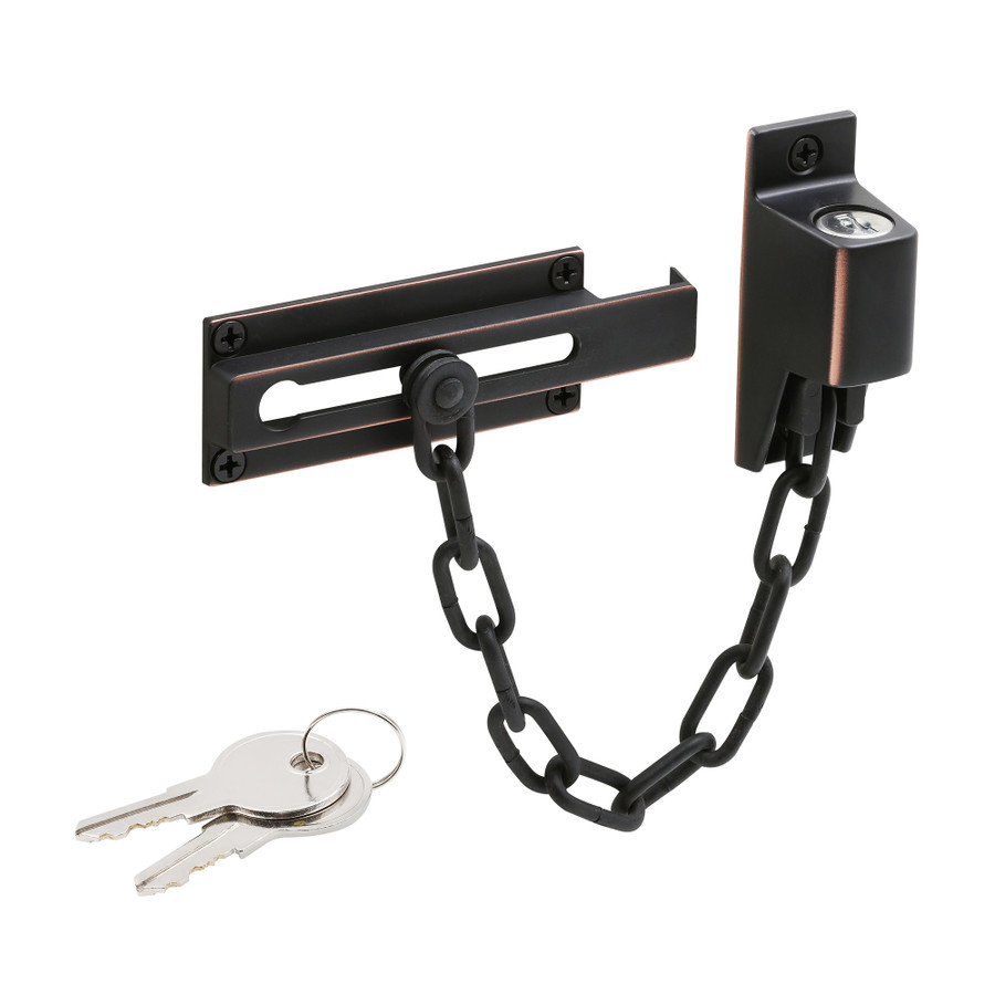 Chain Door Guard, Square Corners, Keyed, Bronze (Single Pack) - Prime ...