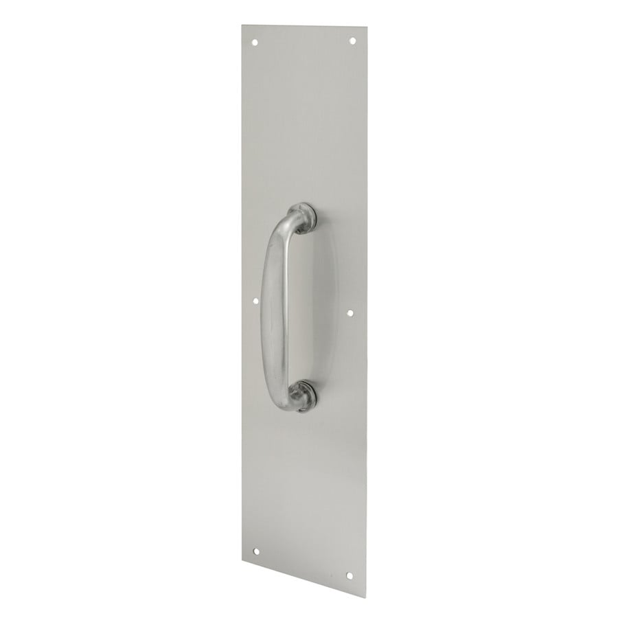 Door Pull Plate with Handle, Satin Aluminum, 4 in. x 16 in. (Single ...