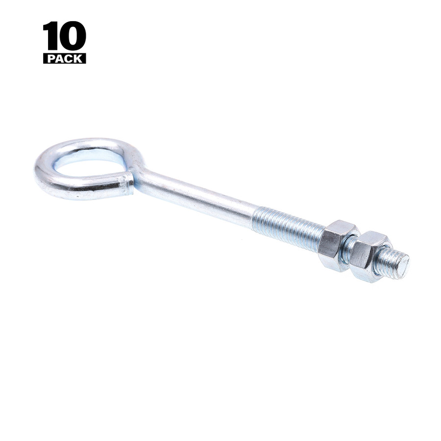 Eye Bolts With Nuts, 1/2 in.-13 X 8 in., Zinc Plated Steel (10 Pack ...