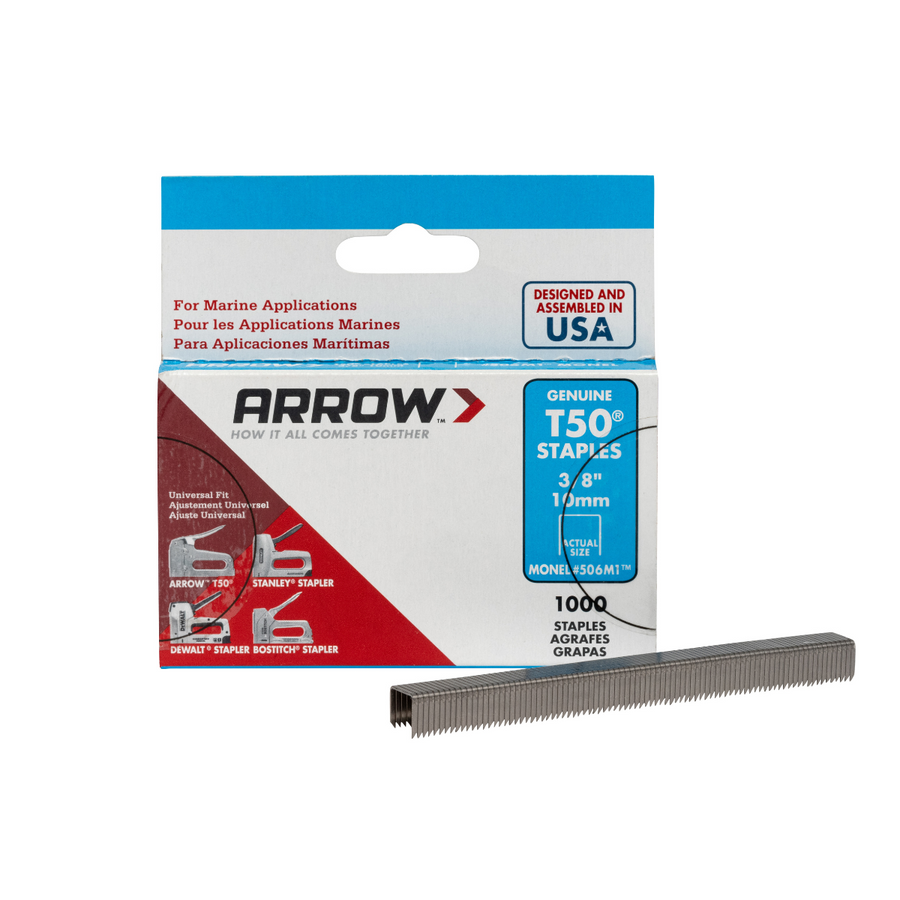 Arrow T50 Heavy Duty Monel Staples, 3/8" x 3/8", 1000ct - Arrow Tool Group