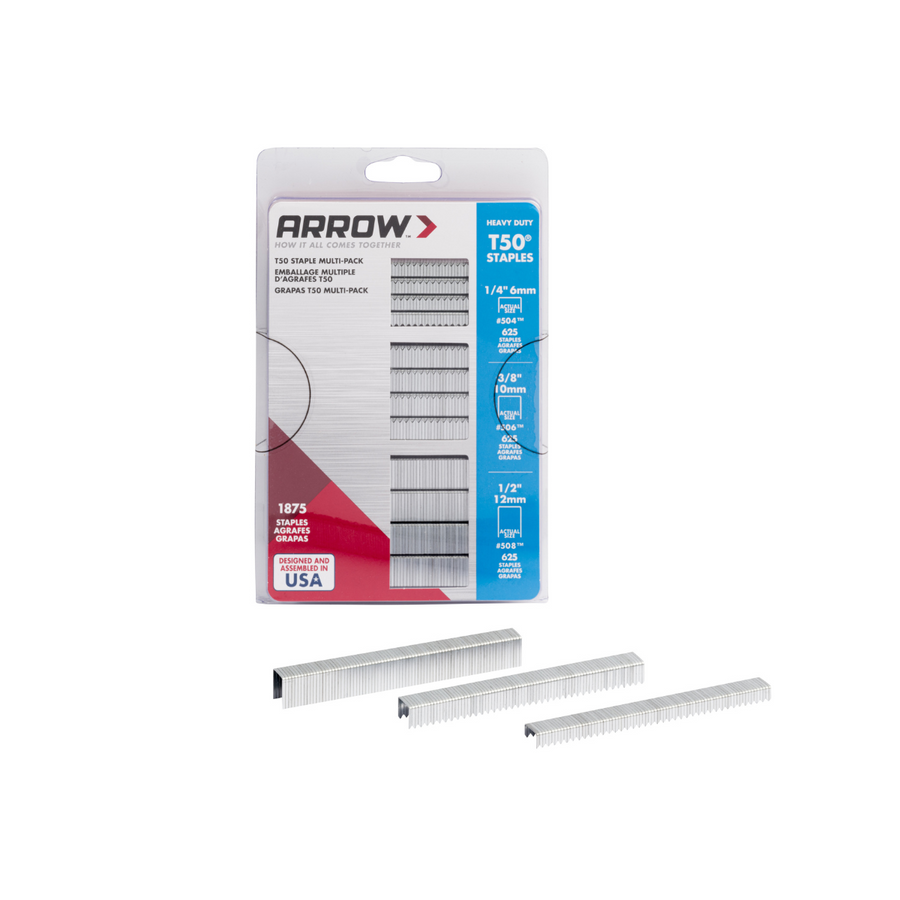 Arrow T50 Heavy Duty Staples, Multiple Sizes, 1875ct - Arrow Tool Group