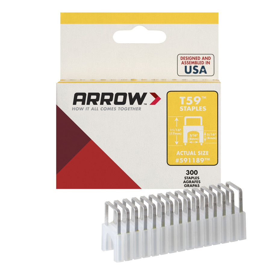 Arrow T59 Insulated Cable Stainless Steel Staples, Clear, 5/16" x 5/16 ...