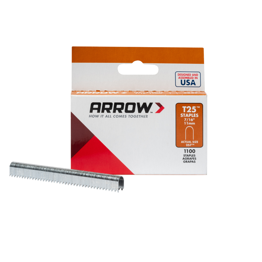Arrow T25 Round Crown Wire/Cable Staples, 7/16" x 5/16", 1100ct - Arrow ...