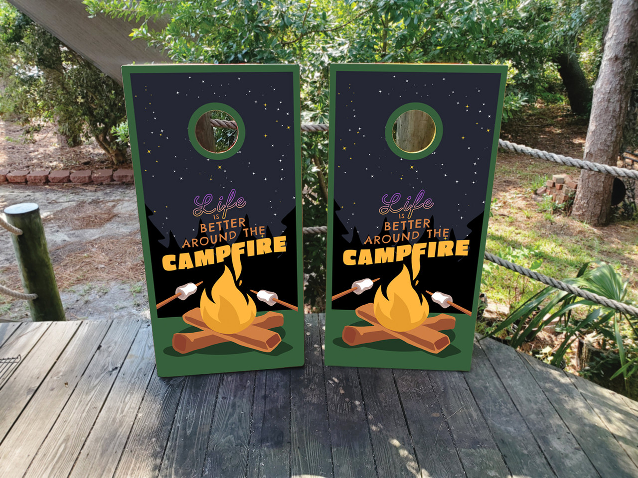 Life is Better Around the Camp Fire Cornhole Wraps