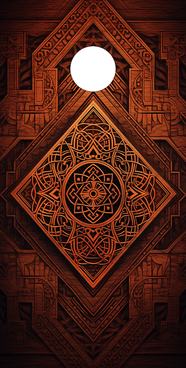 Mandala Wood Grain Cornhole Boards - Design 21
