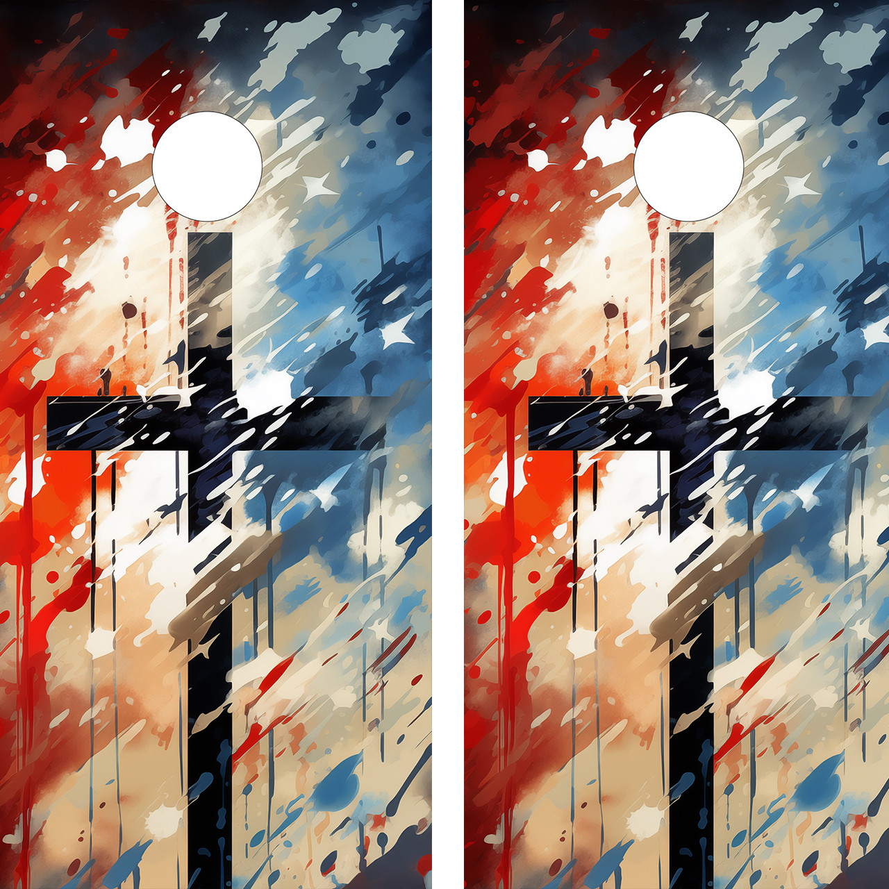 Cross & USA Flag Cornhole Wraps / Skins - Design 6