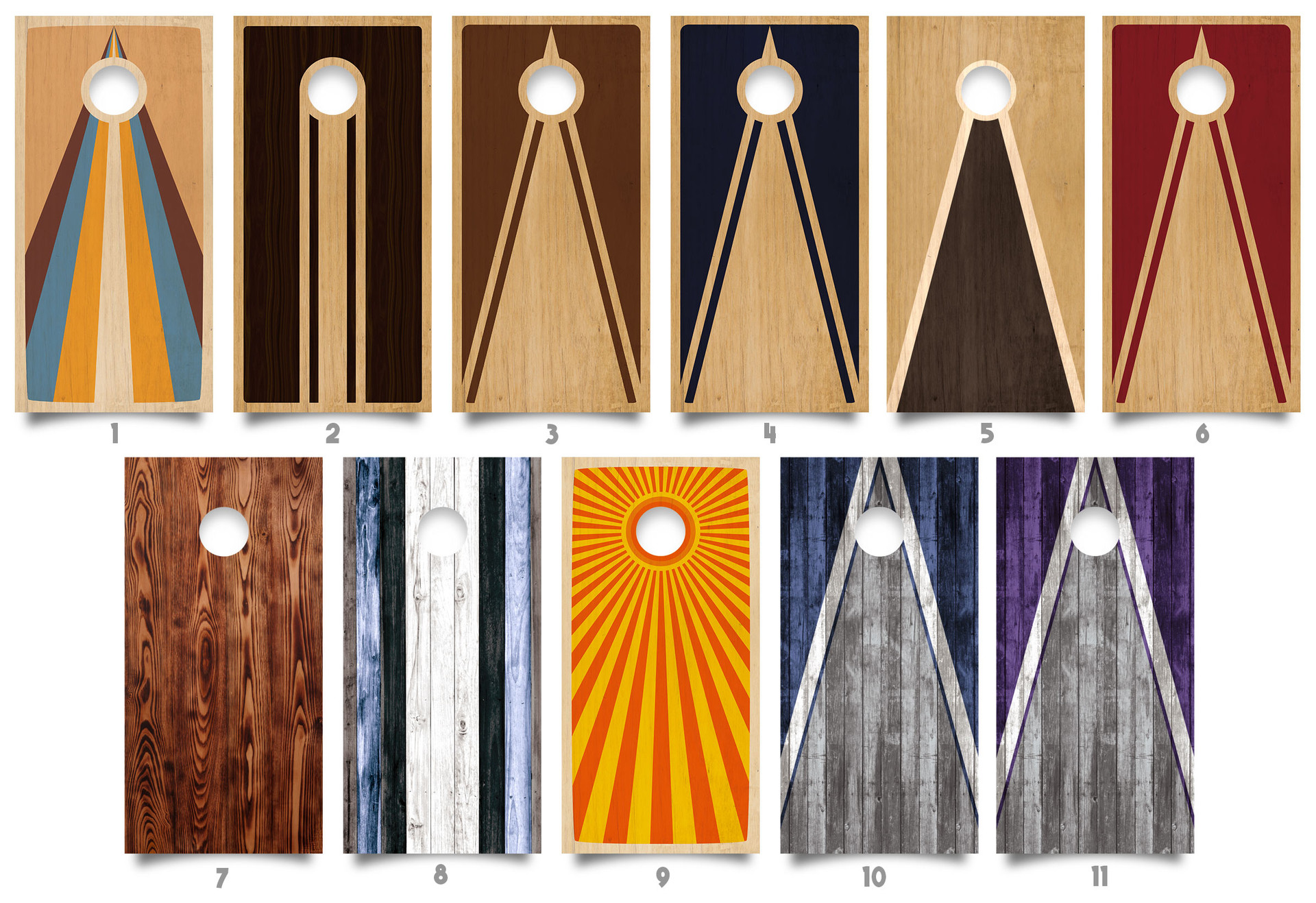 Natural Wood Grain Cornhole Boards - Choose Your Design!