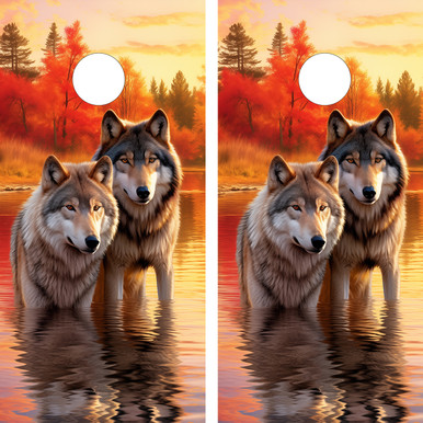 Wild Wolves Cornhole Wraps / Skins - Design 5