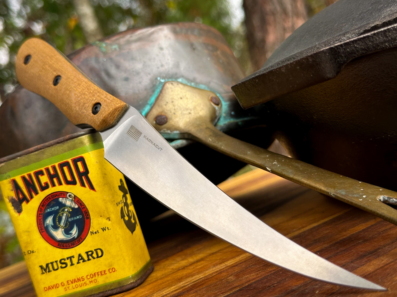 *CUSTOM SHOP* MAGNACUT BONING KNIFE W/ NATURAL JUTE MICARTA SCALES/OD ...
